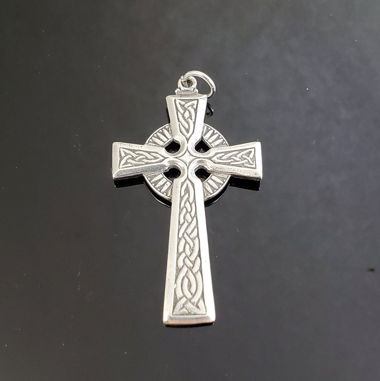 Large Sterling Silver Celtic Cross Pendant Etsy