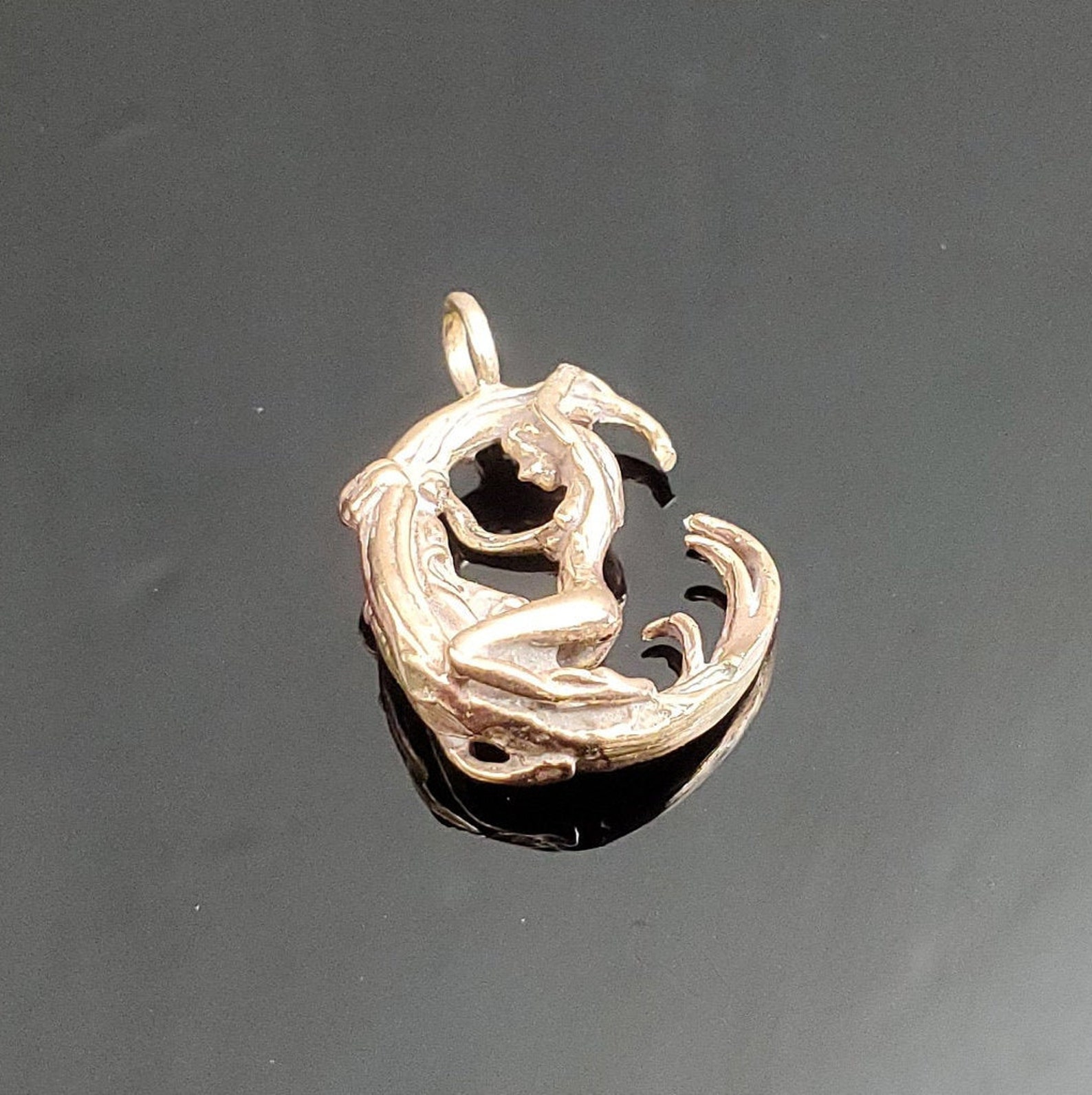 Bronze Moon Rider Pendant - Etsy