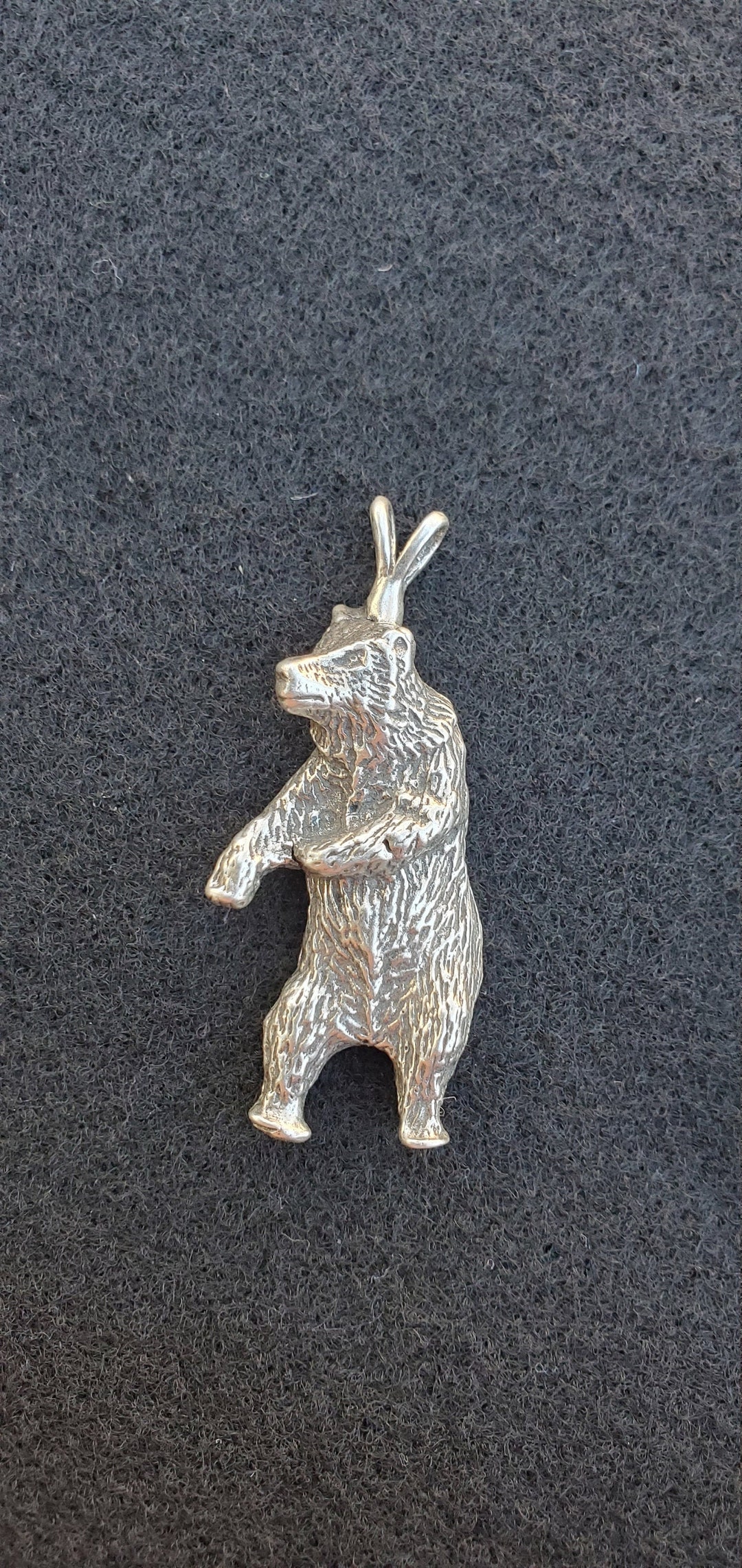 Sterling Silver Standing Bear Pendant - Etsy