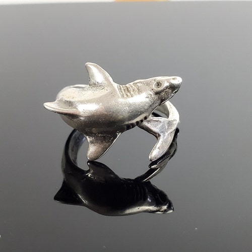 925 Silver Shark Fin Ring for Men Nautical Ring Animal Womens - Etsy