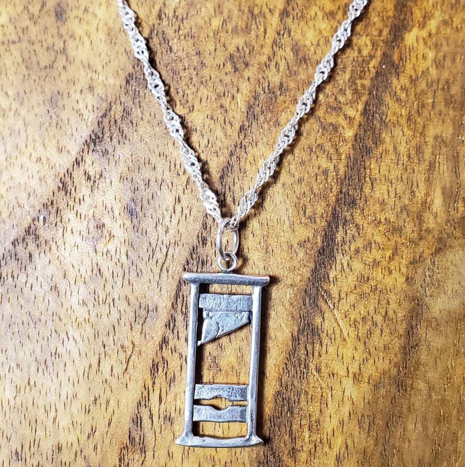 Sterling Silver Guillotine Pendant - Etsy