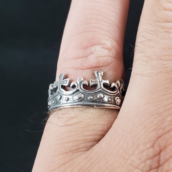 Silver Crown Ring - Etsy