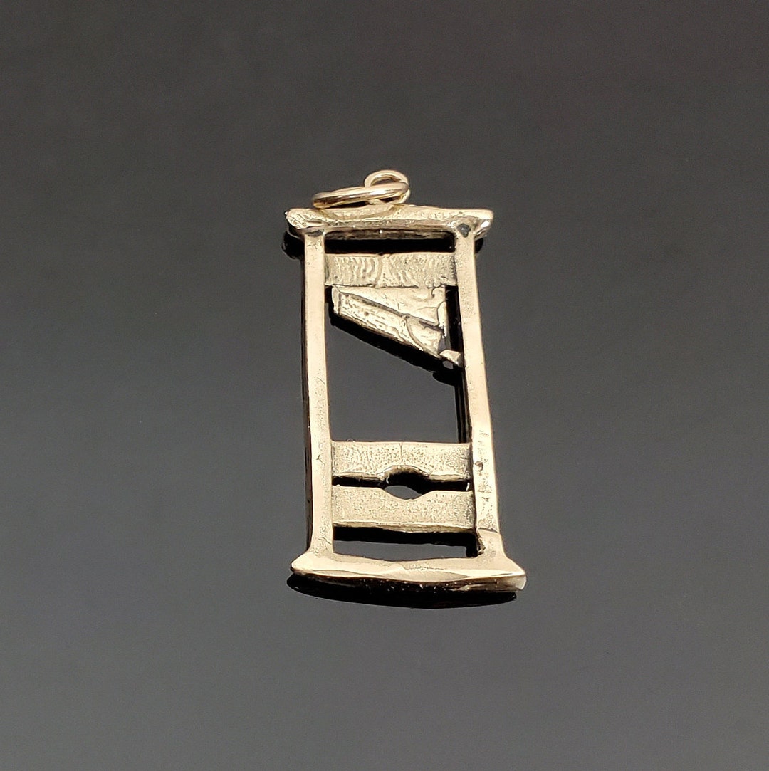 Solid 14K Gold Guillotine Pendant - Etsy