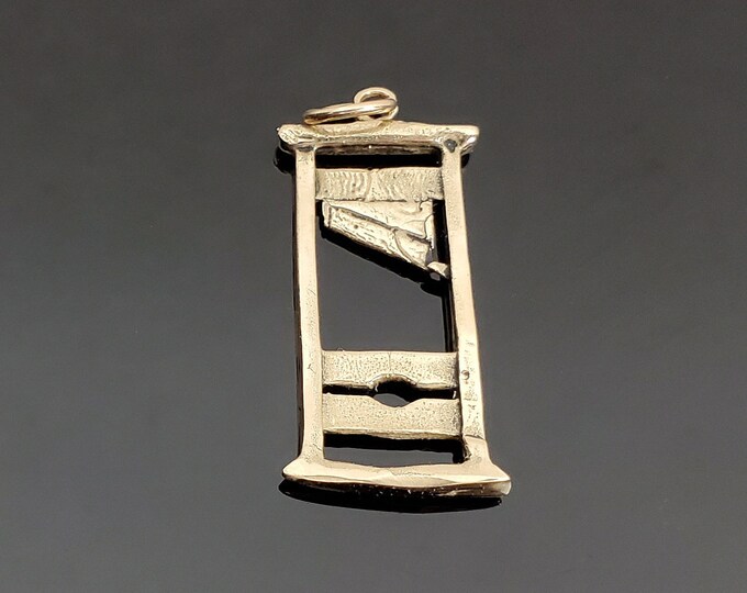 Solid 14K Gold Guillotine Pendant - Etsy