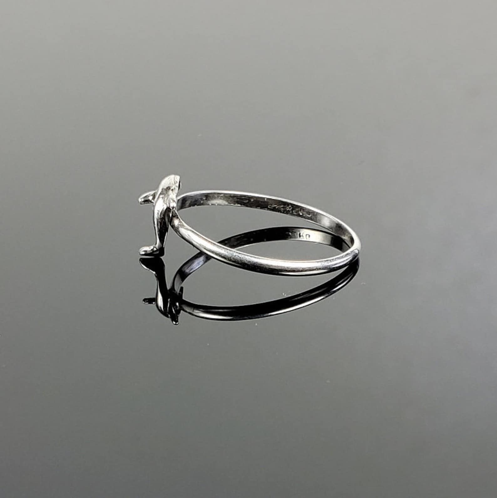 Sterling Silver Dolphin Single Band Ring - Etsy