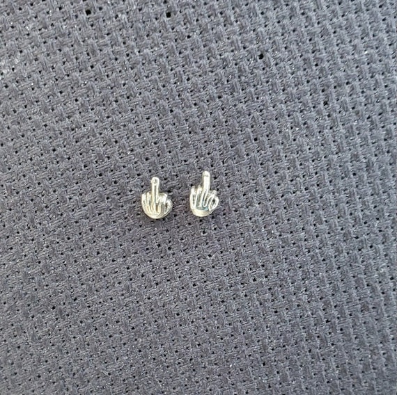 Sterling Silver Middle Finger Earrings | Etsy