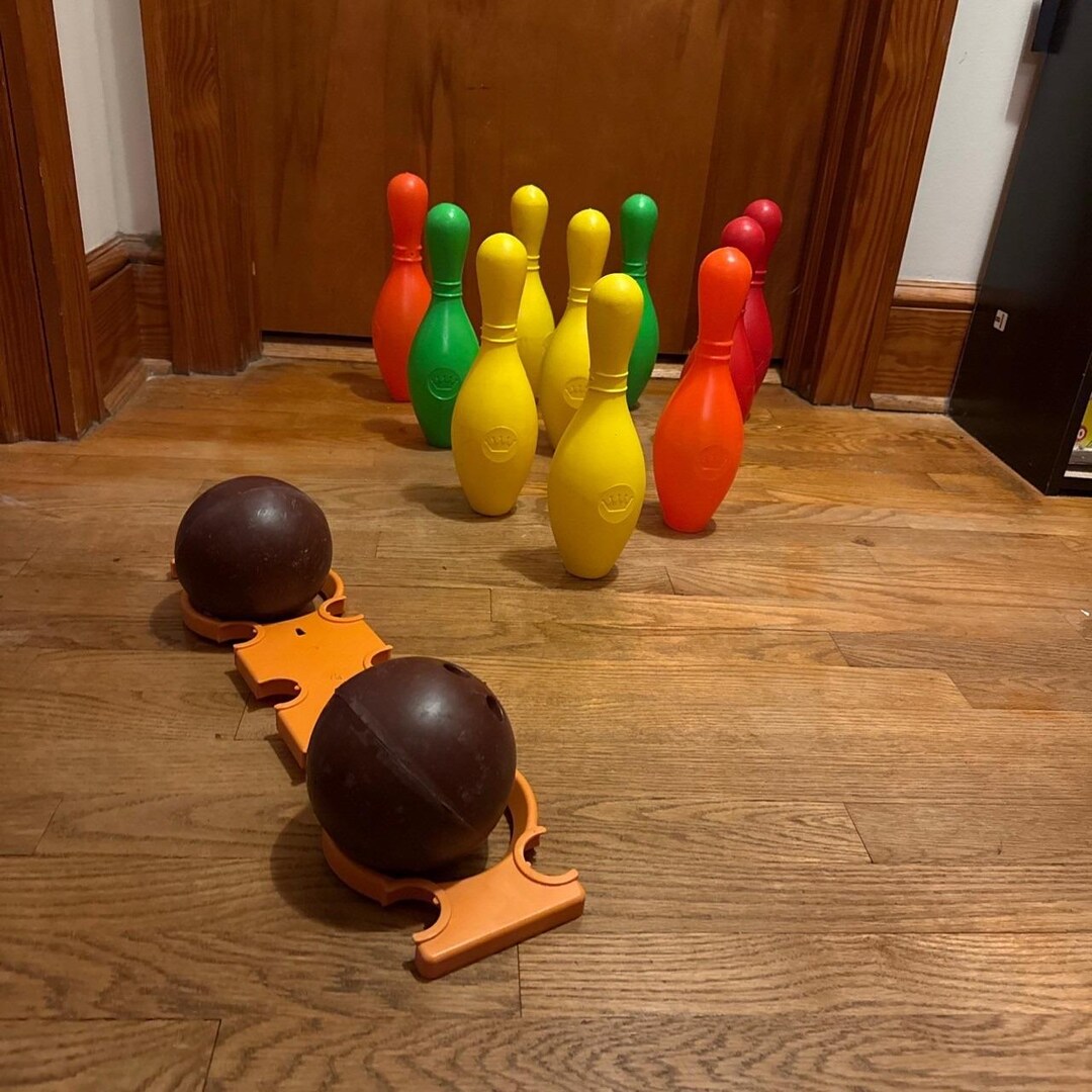 Vintage RARE 80's Empire Crown Bowling Set - Pins Balls and Holder ...