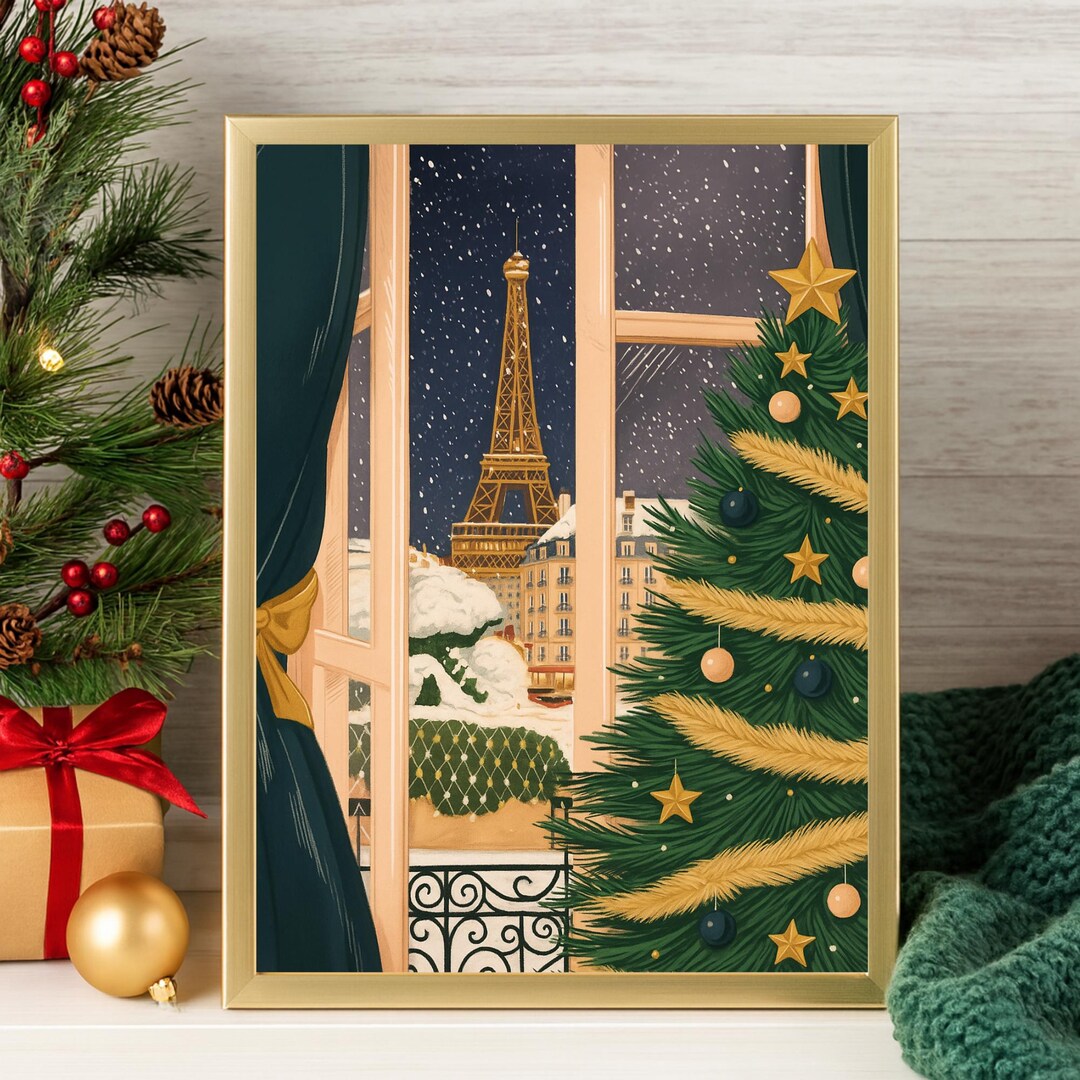Christmas Window Poster: Paris Winter Wonderland Art Print - Etsy