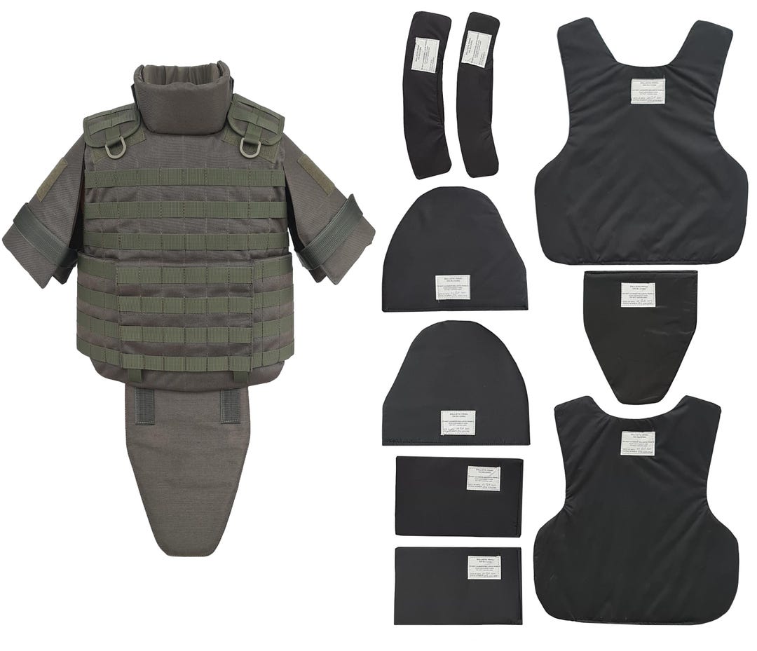 Body Armor Vest XL Olive Drab Full 3A NIJ Tactical Bulletproof Plate ...