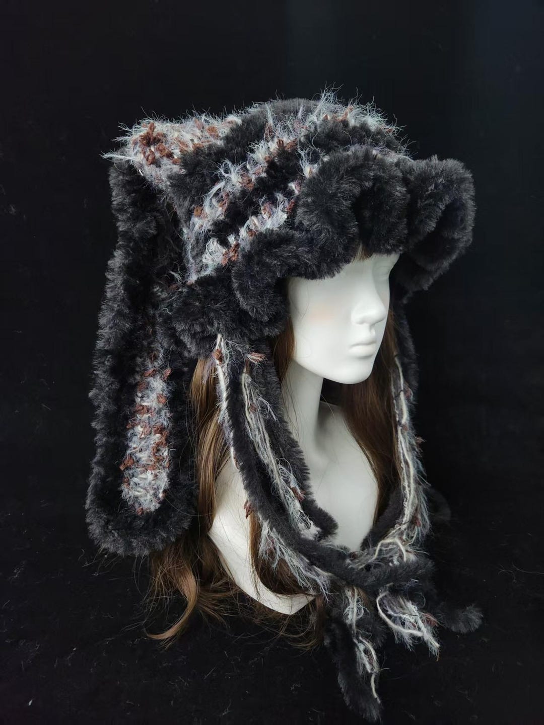 Drooping Ears Gray White Rabbit Hat - Cozy Handmade Warm - Etsy