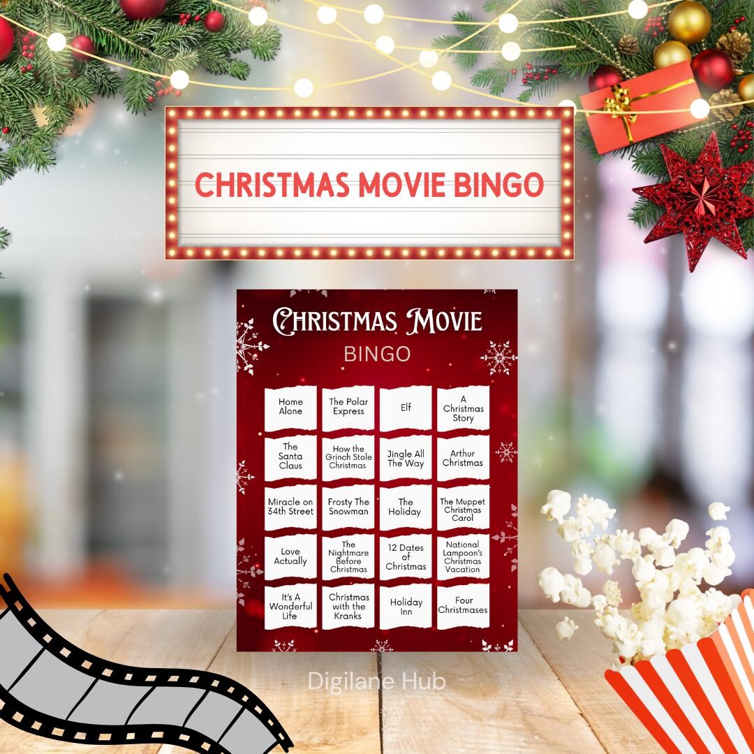 Christmas Movie Bingo Card, Holiday Party Game Digital Download - Etsy