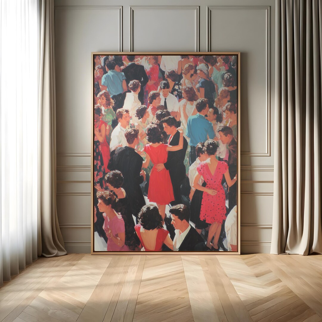 Retro Dance Scene: 1950s Ballroom Vintage Dancing Wall Art, Mid Century ...