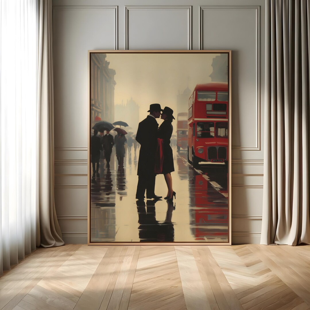 Vintage London Wall Art: Romantic Couple Print | Mid Century Modern ...