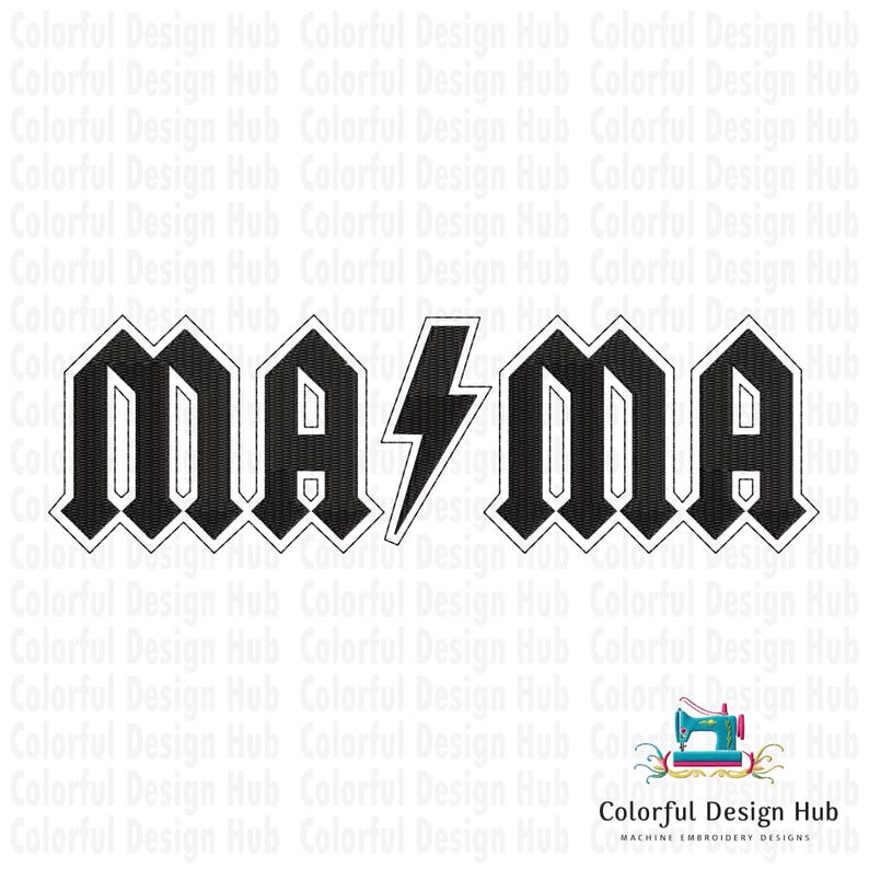 ACDC Mama Embroidery Design | Rocking Mama Machine Embroidery File ...