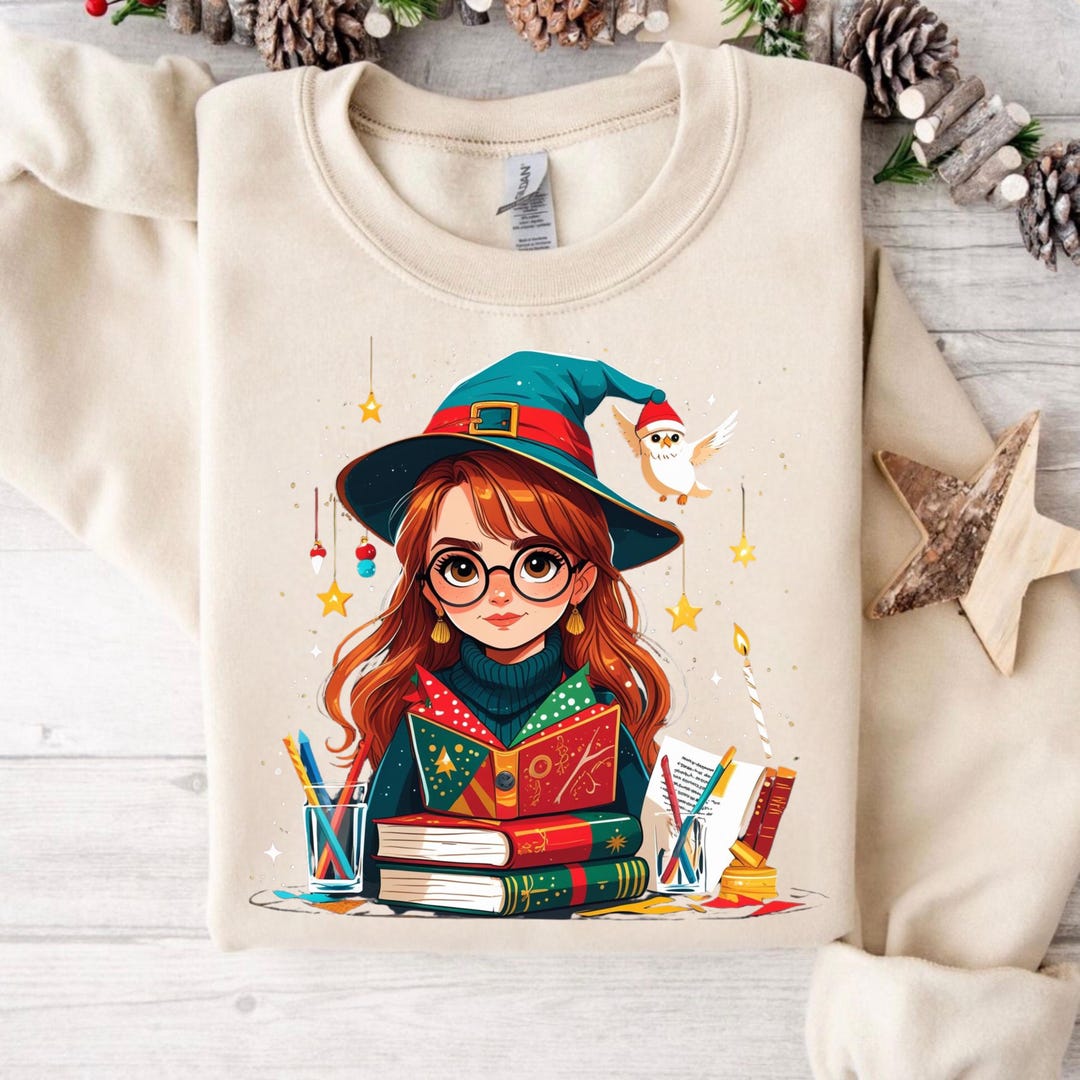 Clever Witch Girl Digital Art Print, Magical Student Illustration, Book ...