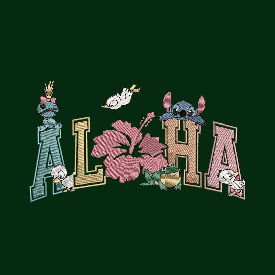 Aloha Embroidery Design, Tropical Flower Pattern, Cute Island Theme ...