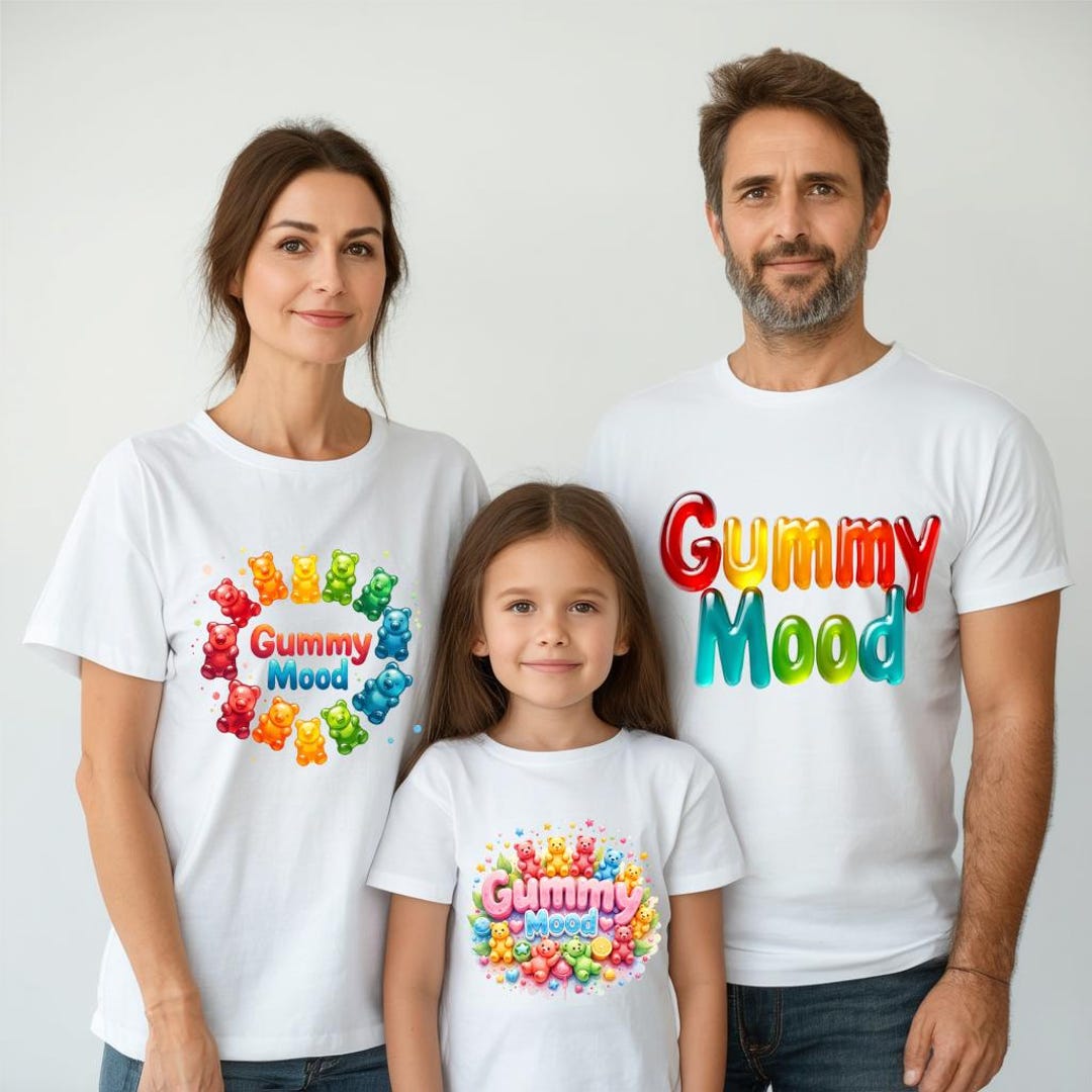 Gummy Mood Family Matching Set – 3 Cute Gummy Bear Designs for T-shirts ...