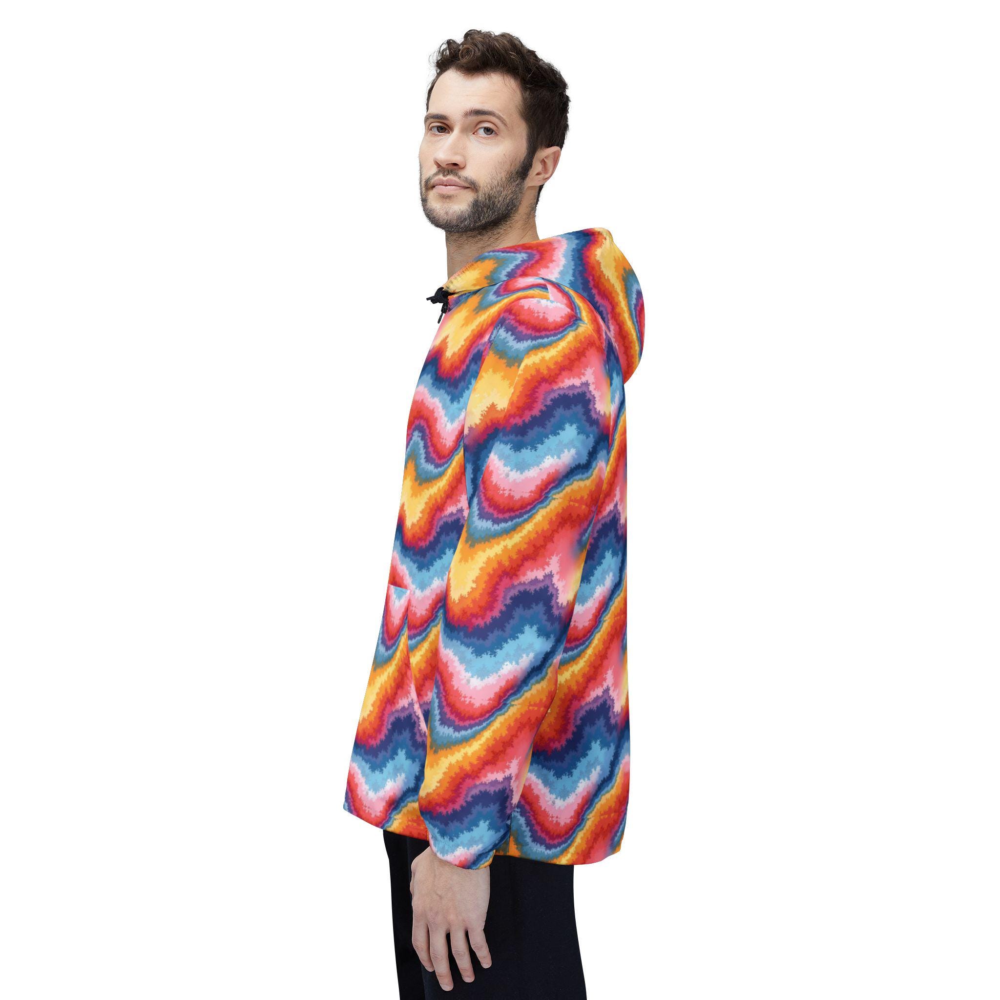 Abstract Rainbow Windbreaker Jacket – Colorful Festival Wear, Vibrant ...