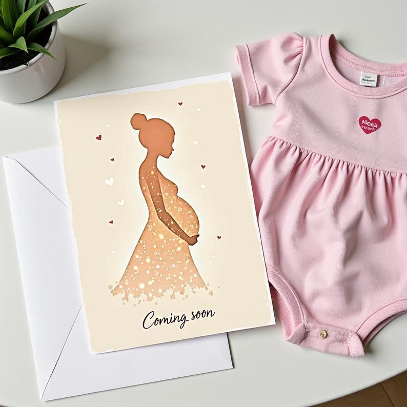 3 Pregnancy Announcement Cards – Elegant Maternity Greeting Cards ...
