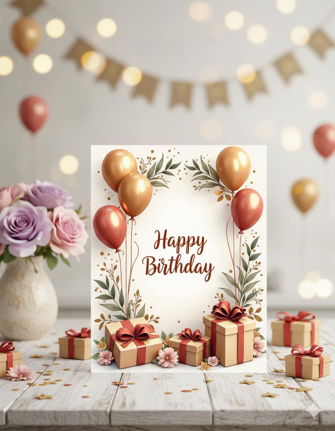 Set of 6 Classical Birthday Cards for Adults – Elegant Printable ...