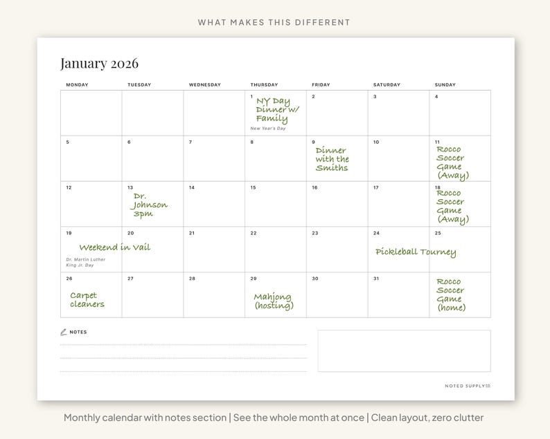2026 Monthly Calendar Printable Master Collection 3 Layout Bundle Side ...
