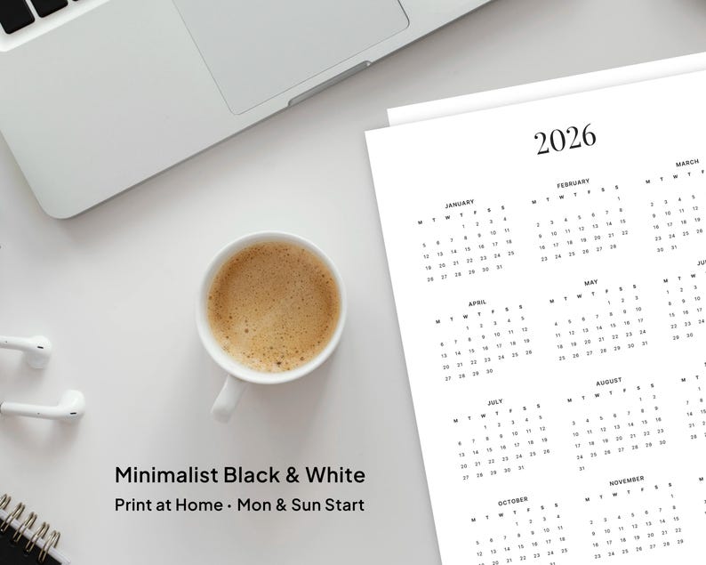 2026 Year-at-a-glance Calendar (letter PDF) – Sunday & Monday Start ...