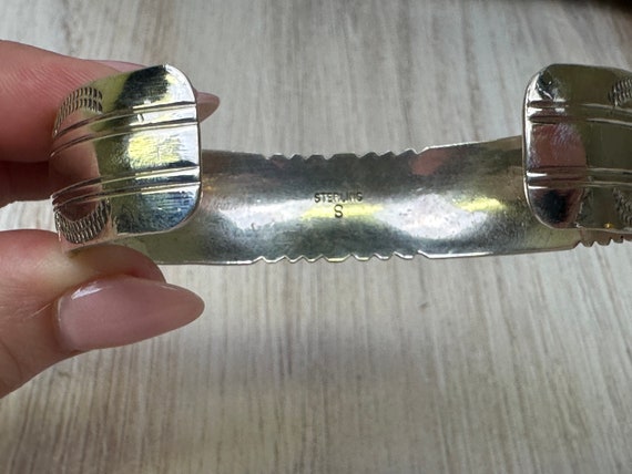 Navajo SS Turquoise Cuff Bracelet by David Segar SZ 7 - Gem