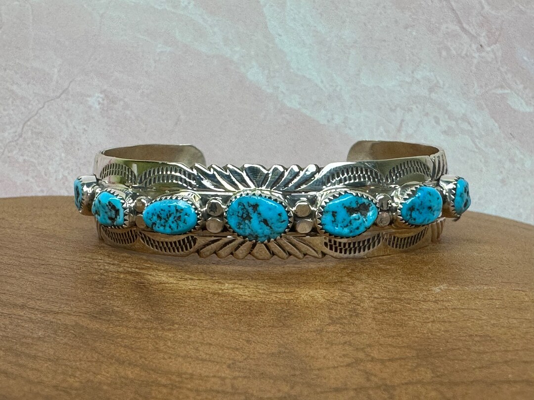 Navajo SS Turquoise Cuff Bracelet by David Segar SZ 7 - Etsy