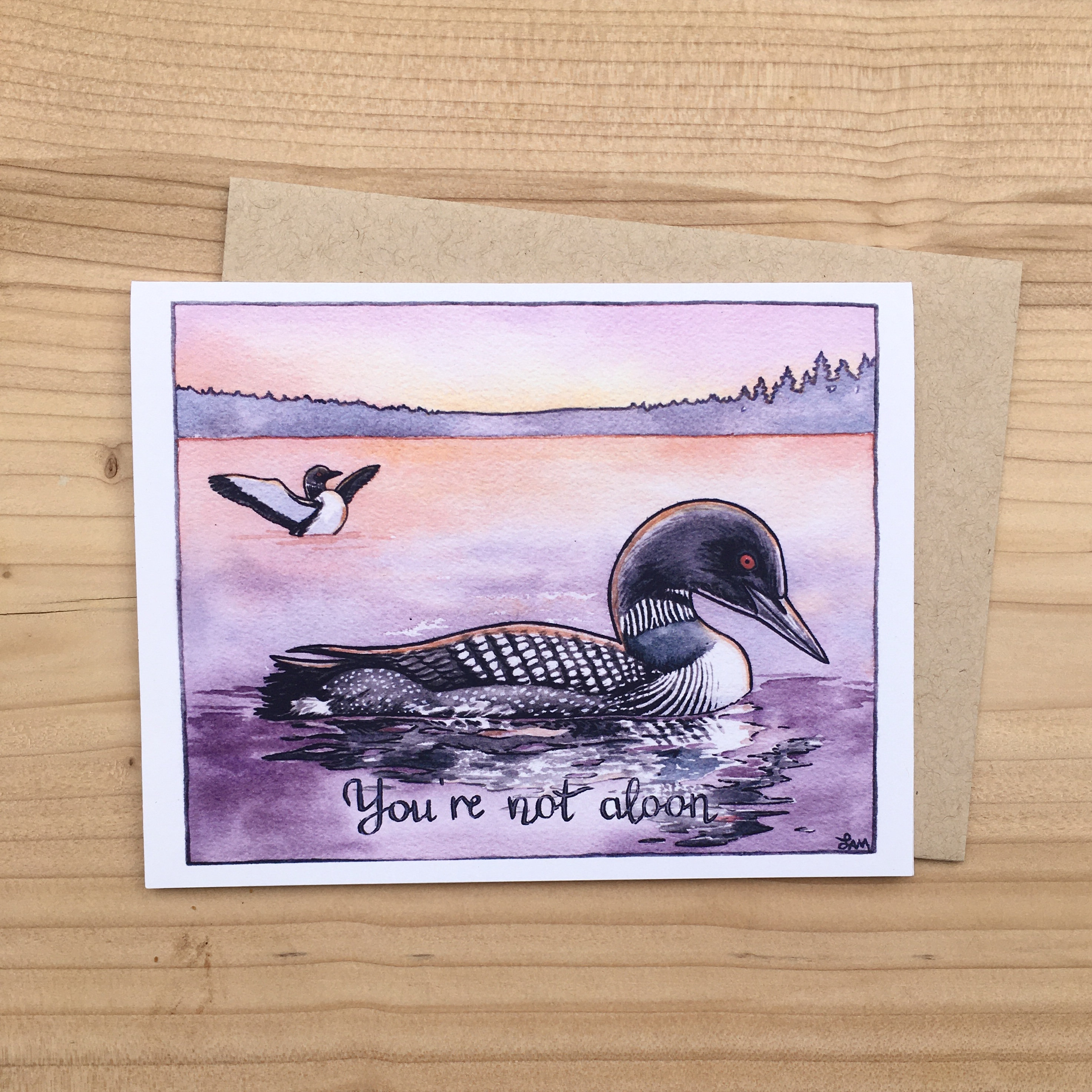 You're Not Aloon Common Loon Bird Pun Greeting Card 100% Recycled Paper ...
