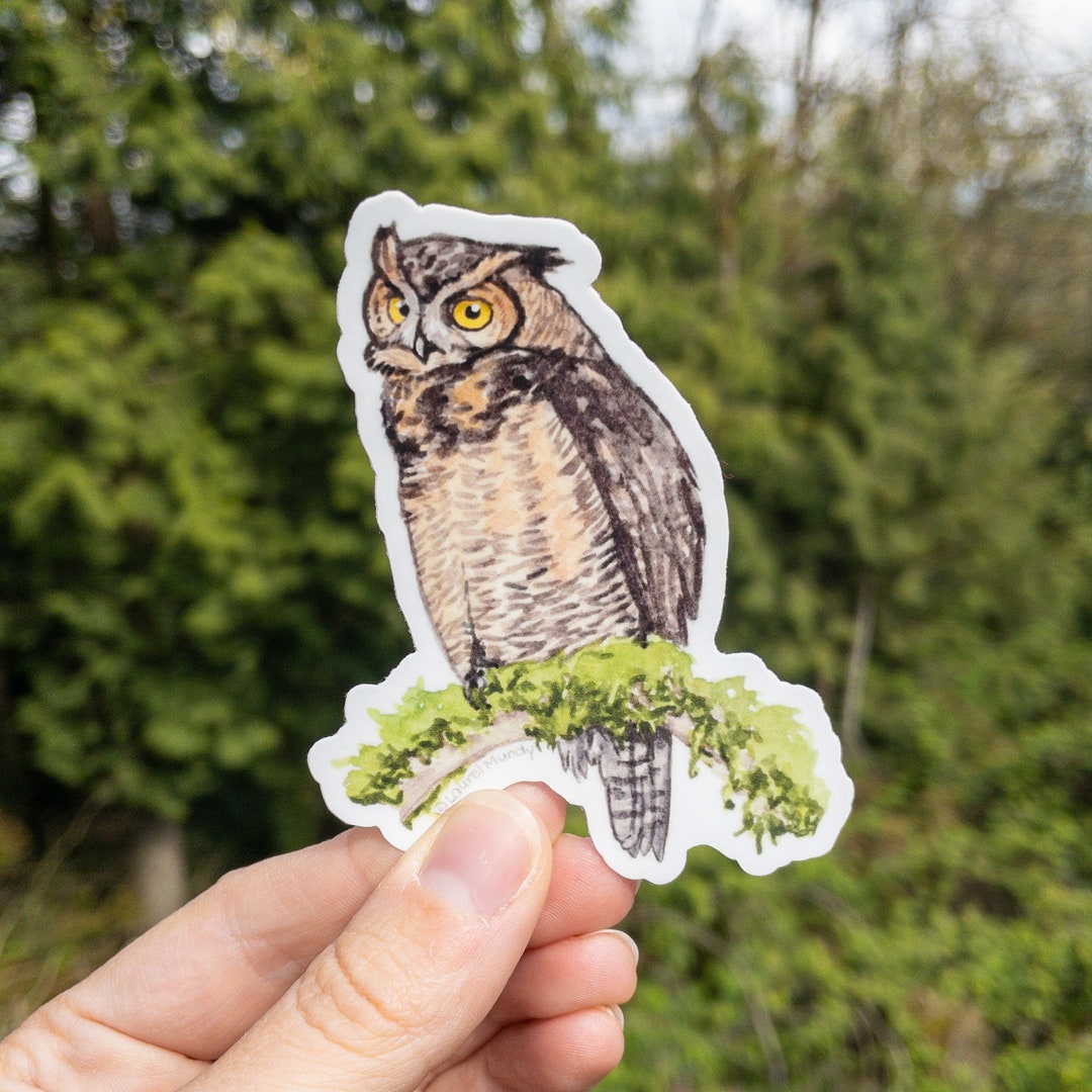 Great Horned Owl 3.5" Medium Vinyl Sticker - Weatherproof - for Car ...