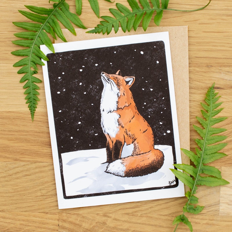 Red Fox Card - Etsy