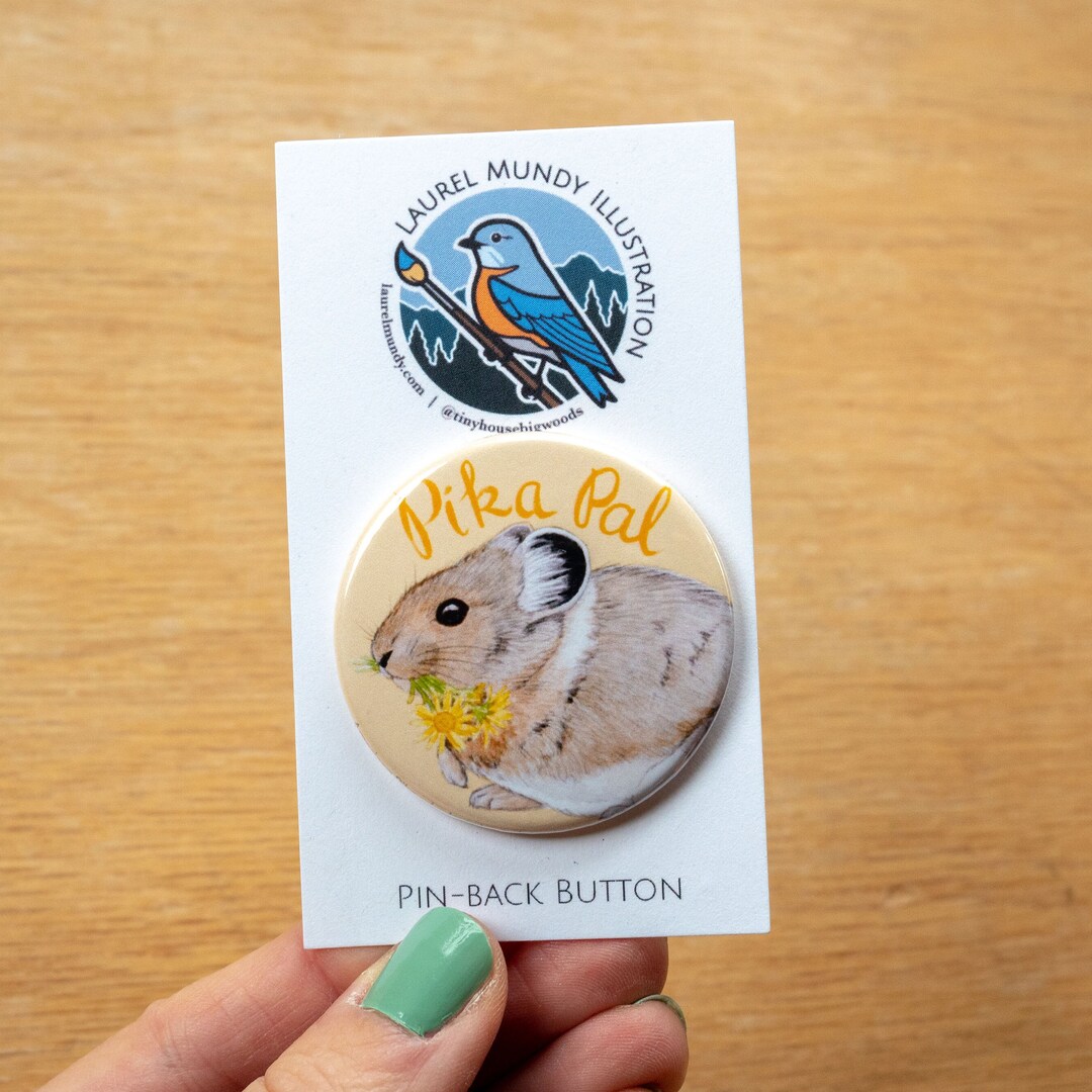 Pika Pal Button - 1.75" Metal Pin Back Button on Backer Card - Etsy