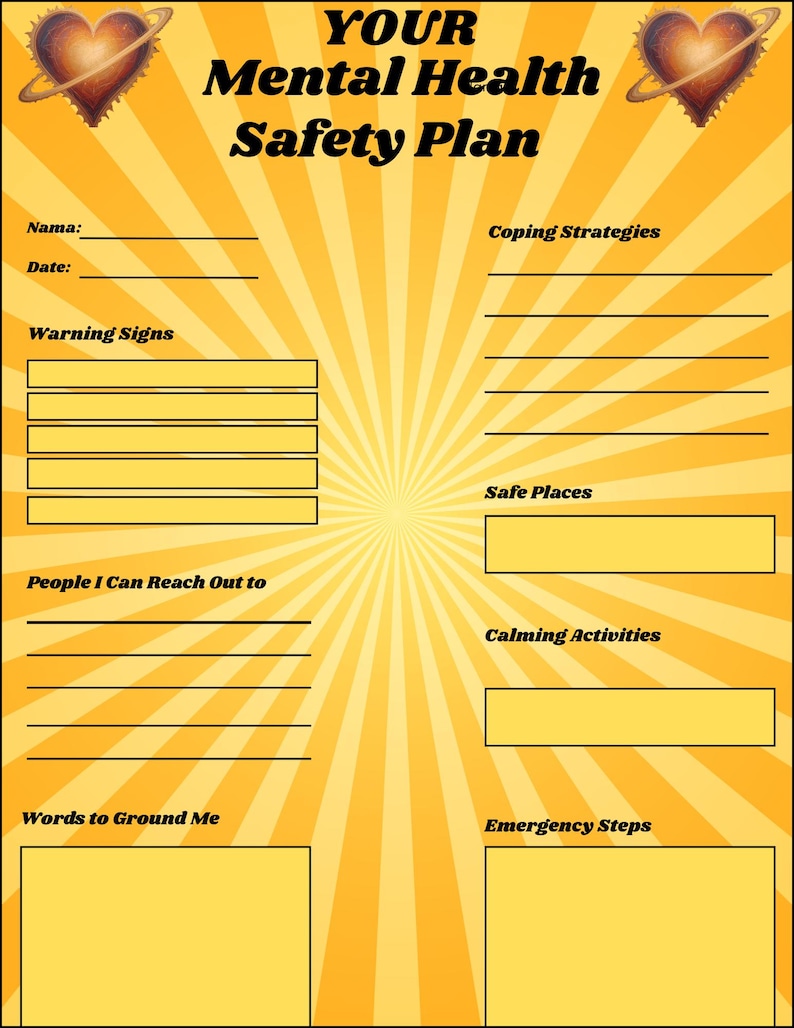 My Mental Health Safety Plan - Etsy