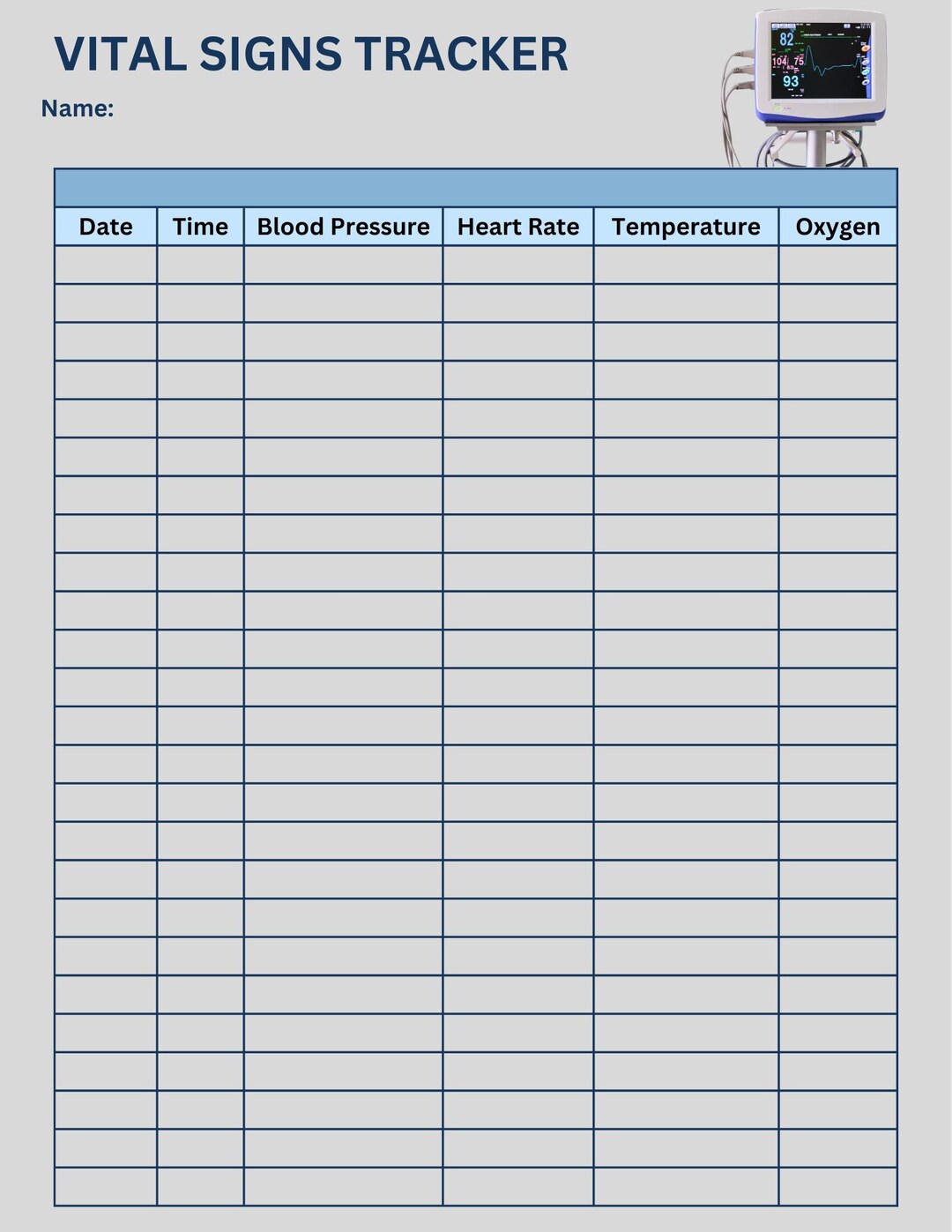 My Vital Signs Tracker - Etsy