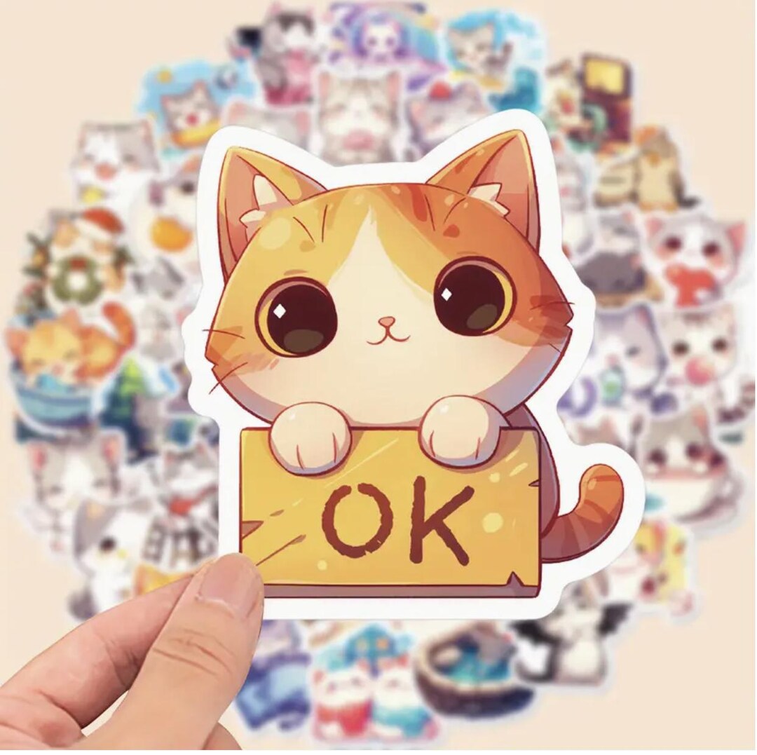 Kitten Stickers - Japanese Themed - Etsy