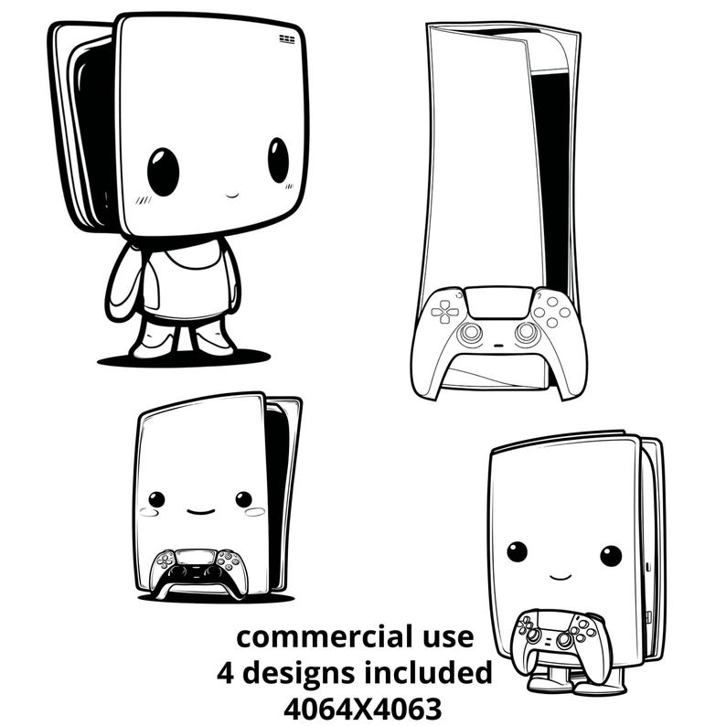 Kawaii PS5 SVG PNG – Cute Playstation 5 Console Cartoon Clipart Design ...