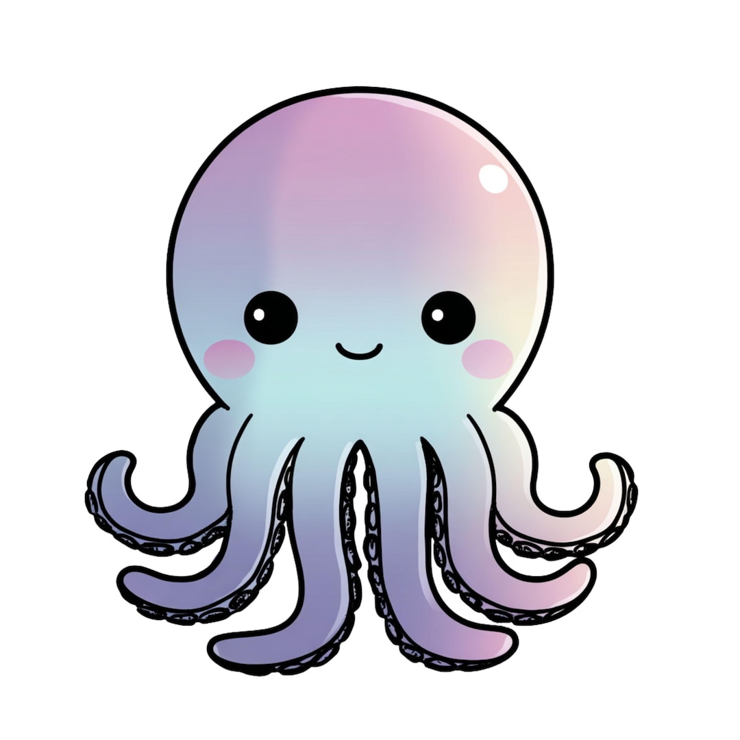 4 Cute Colorful Octopuses | Octopus Clipart PNG SVG | Kawaii Ocean ...
