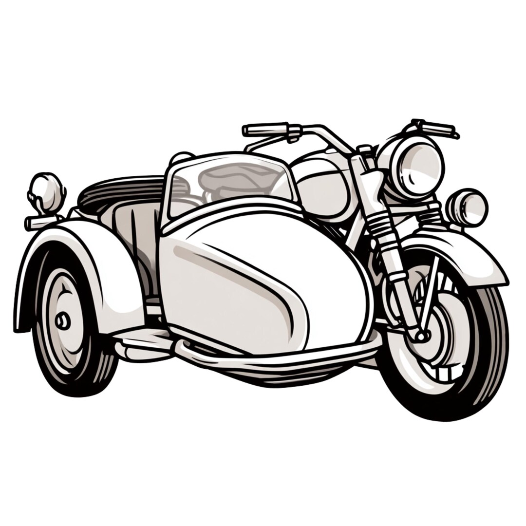 Cute Motorcycle With Sidecar Illustration PNG & SVG, 300 DPI ...