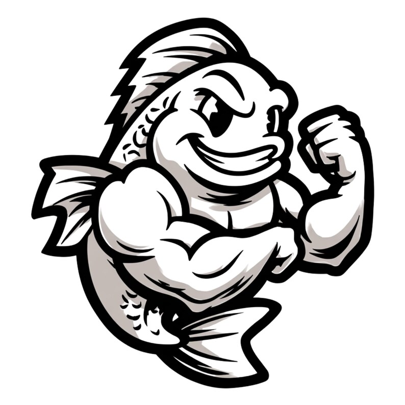 Cute Muscular Goldfish Illustration PNG & SVG, 300 DPI, Transparent ...