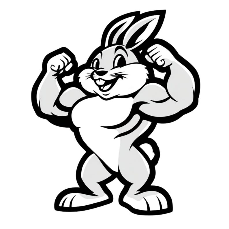 Cute Muscular Rabbit Illustration PNG & SVG, 300 DPI, Transparent ...