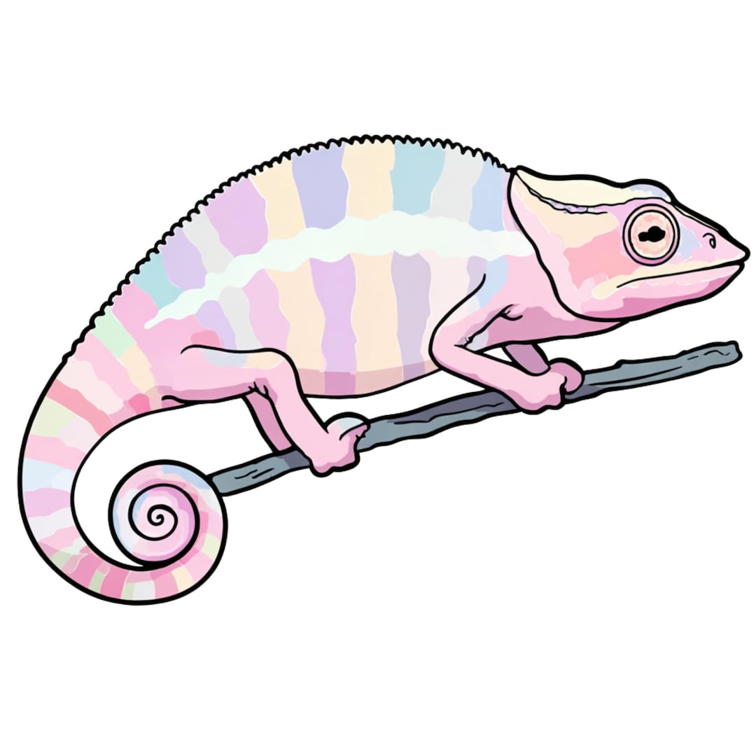 4 Cute Colorful Chameleons | Chameleon Clipart PNG SVG | Kawaii Reptile ...