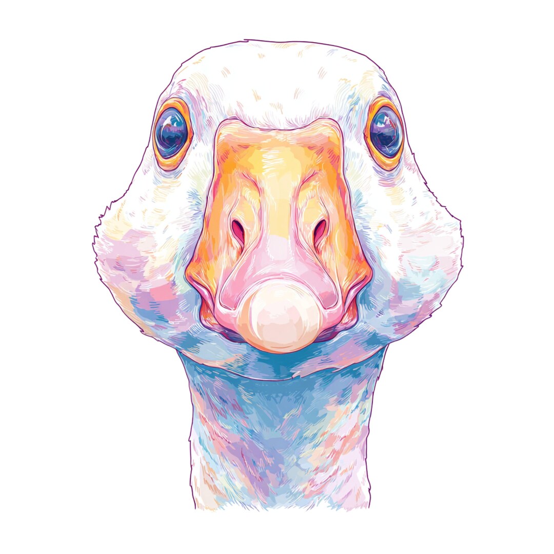 4 Cute Colorful Goose Heads | Goose Head Clipart PNG SVG | Kawaii Farm ...