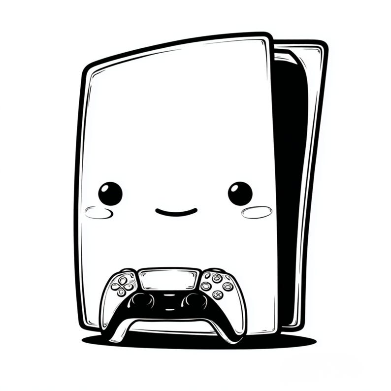 Kawaii PS5 SVG PNG – Cute Playstation 5 Console Cartoon Clipart Design ...