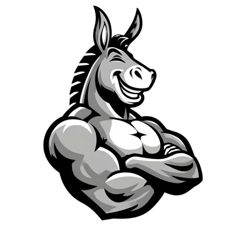 Cute Muscular Donkey Illustration PNG & Svg,4063x4063px 300 DPI ...