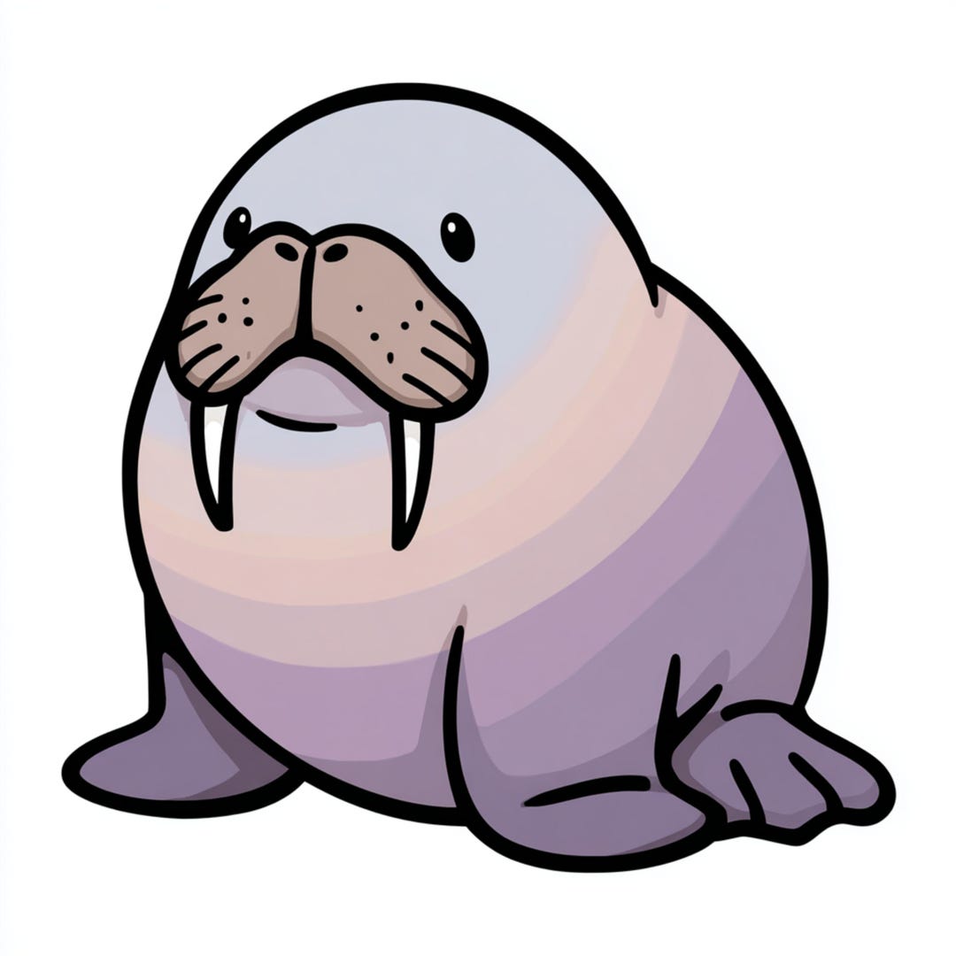 4 Cute Colorful Walruses | Walrus Clipart PNG SVG | Kawaii Arctic ...