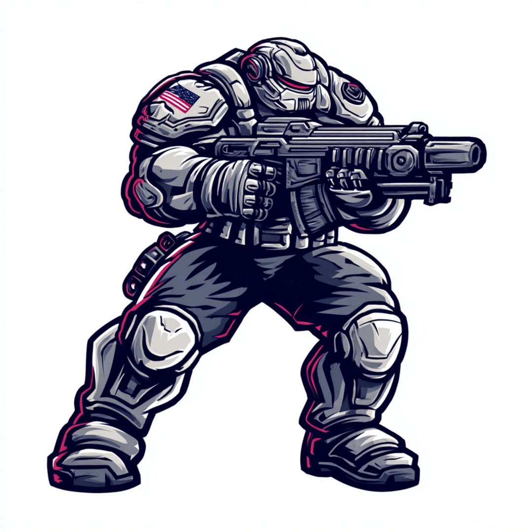 Futuristic Heavy Gunner Soldier SVG PNG – Sci‑fi Artillery Warrior ...