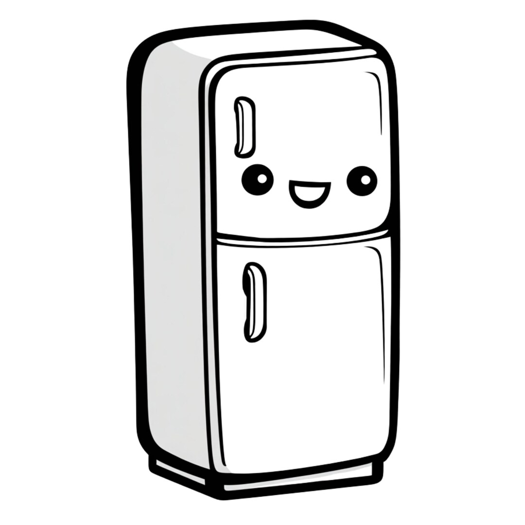 Cute Fridge Illustration PNG & SVG, 300 DPI, Transparent Background ...