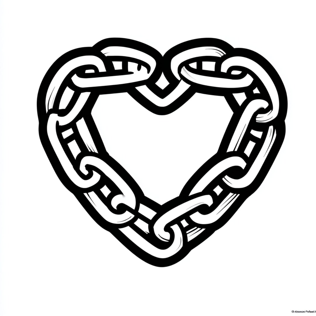 4 Valentine Heart With Chain SVG PNG – Cute Romantic Love Design for ...