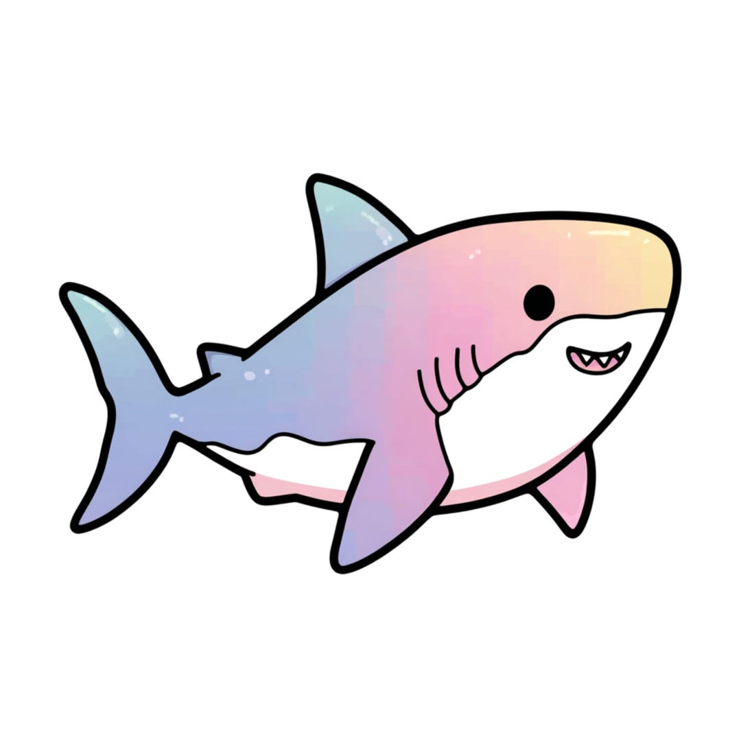 4 Cute Colorful Sharks | Shark Clipart PNG SVG | Kawaii Ocean Animal ...