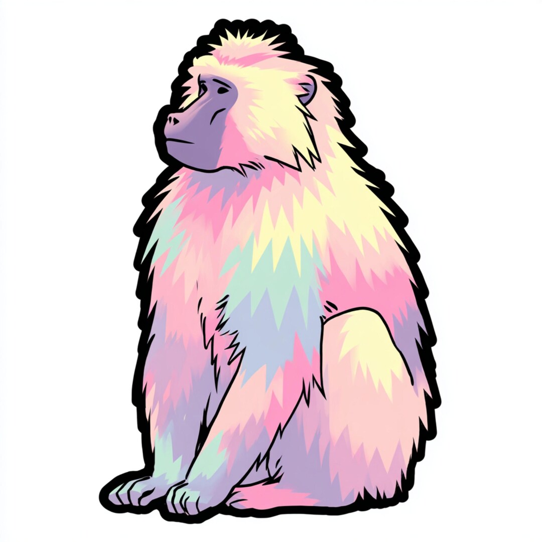 4 Cute Colorful Baboons | Baboon Clipart PNG SVG | Kawaii Safari Animal ...